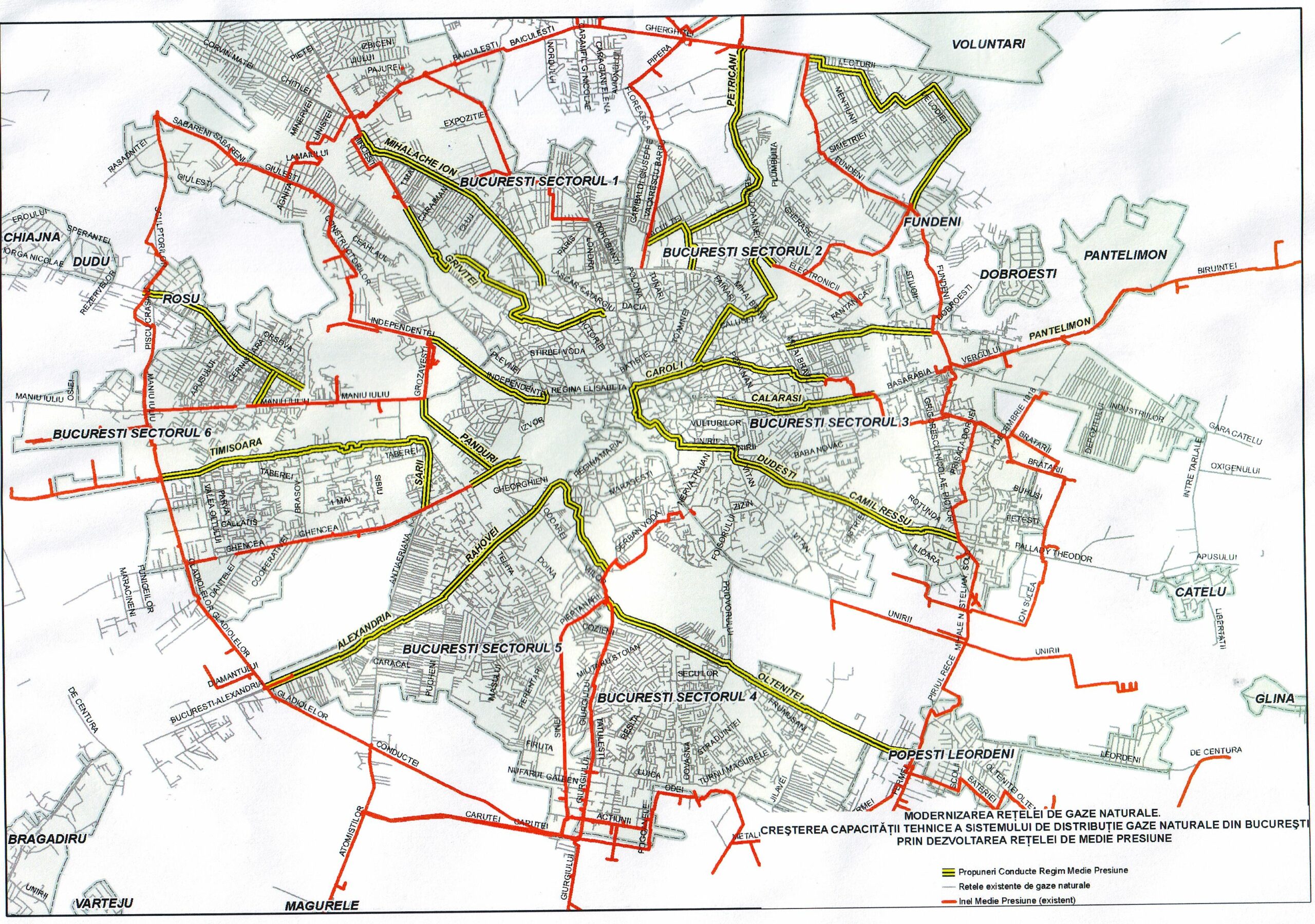 Harta străzilor care vor fi sparte în Bucureşti. 70 de km pe 16 mari ...