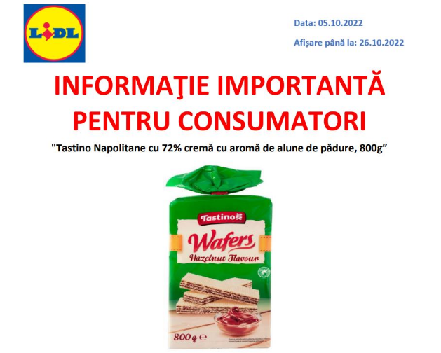 Lidl retrage de la vânzare toate loturile unui sortiment de napolitane ...
