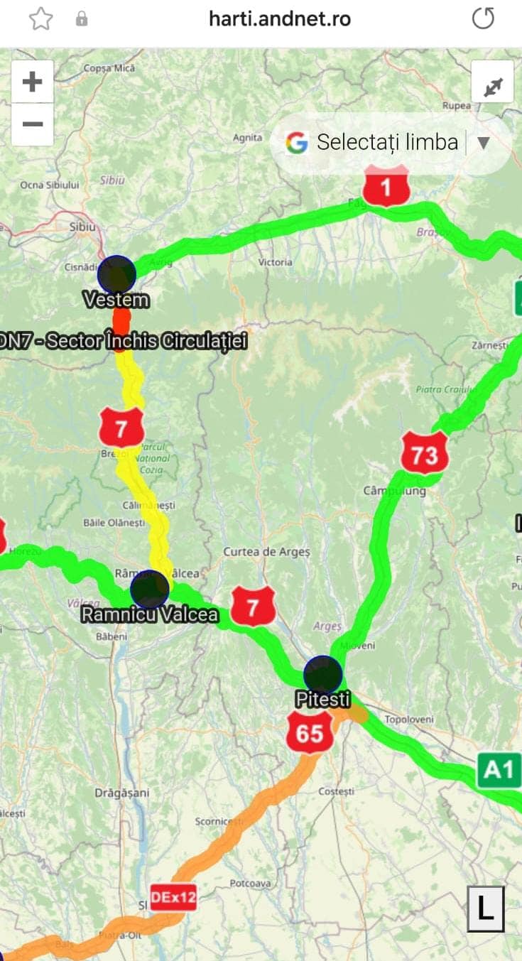 Harta interactivă a rutelor alternative la Valea Oltului. CNAIR anunță că va fi actualizată în ...