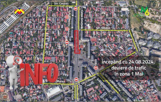 Metrorex anunță devierea traficului rutier în zona 1 Mai, pentru ...