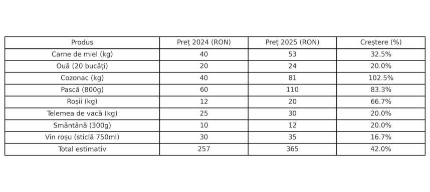 Masa de Paști din 2025, mai scumpă cu peste 40% față de 2024. Ce am mai ...