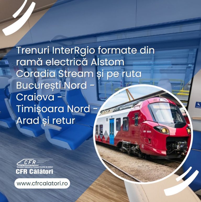 CFR Călători introduce azi tren nou de la Alstom pe ruta București Nord ...